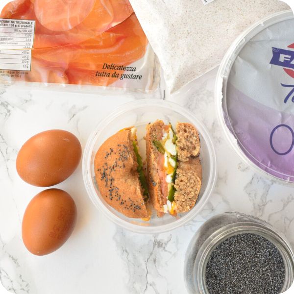 Lunch Box Idea – Smoked Salmon and Egg Bagel for Kids - Island Bebe